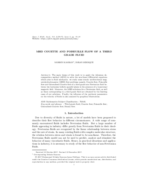 (PDF) MHD Flow of Third Grade Fluids Analysis