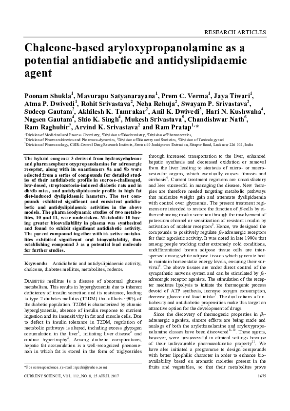 (PDF) Chalcone-Based Aryloxypropanolamine as a Potential Antidiabetic ...