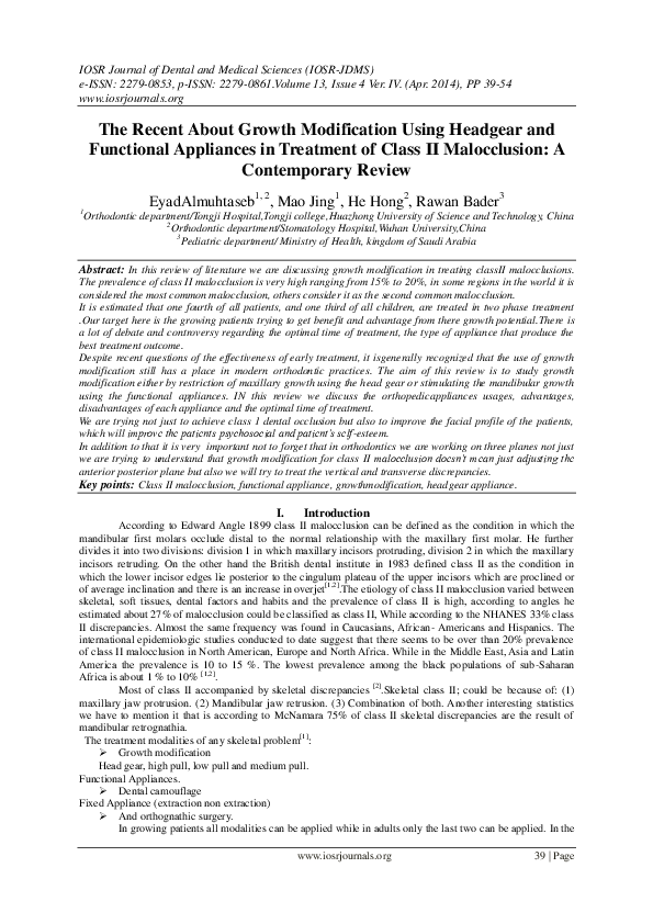 (PDF) The Recent About Growth Modification Using Headgear and ...