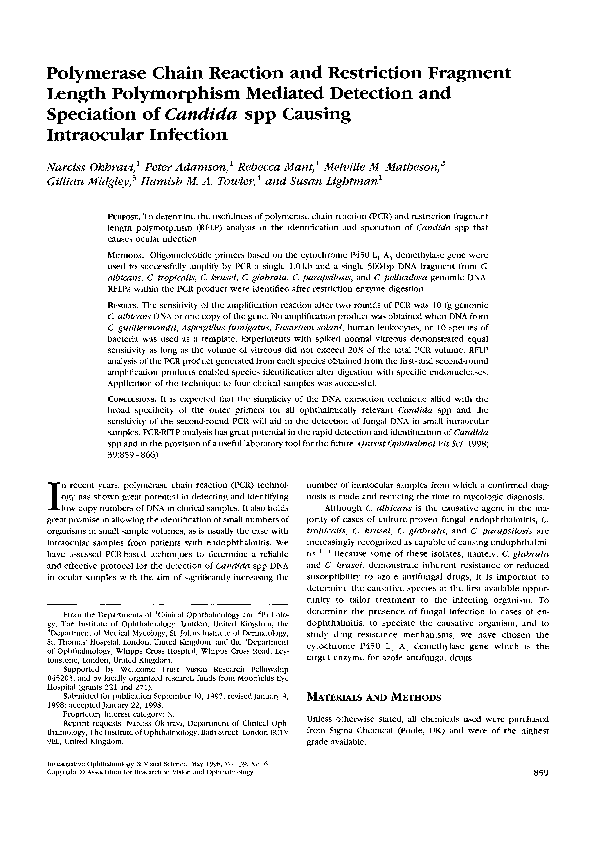 (PDF) Polymerase chain reaction and restriction fragment length polymorphism mediated detection ...