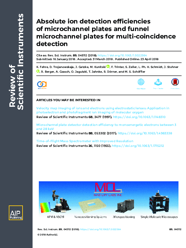 (PDF) Absolute ion detection efficiencies of microchannel plates and ...