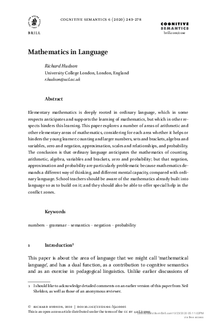 (PDF) Mathematics in Language