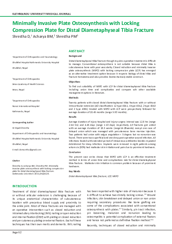 (PDF) Minimally Invasive Plate Osteosynthesis with Locking Compression ...