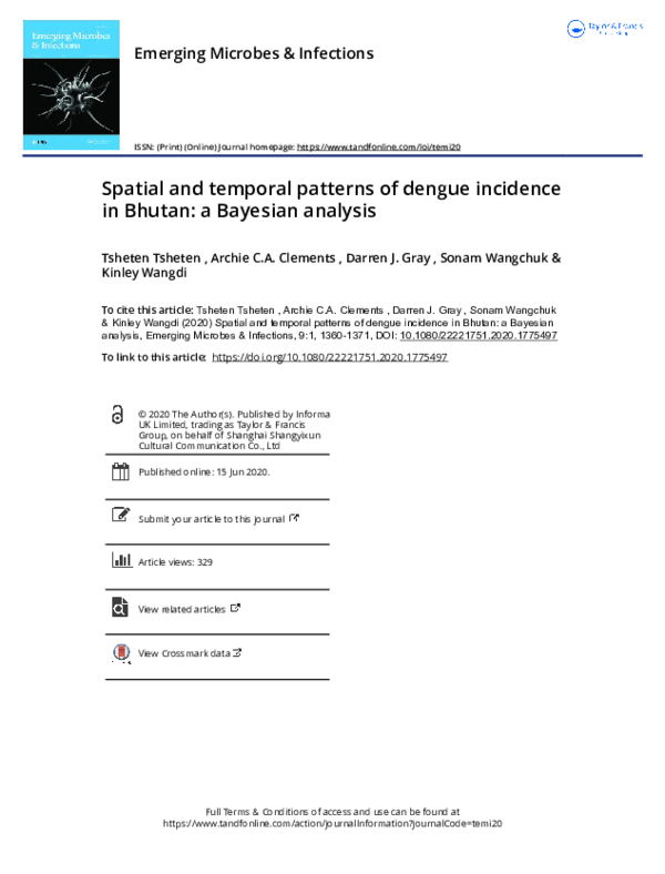 (PDF) Spatial and temporal patterns of dengue incidence in Bhutan: a Bayesian analysis