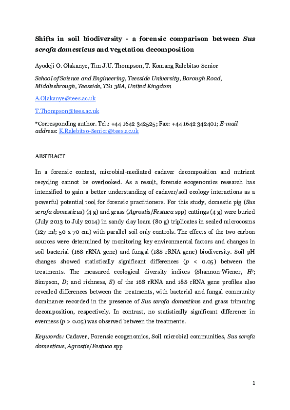 (PDF) Shifts in soil biodiversity—A forensic comparison between Sus ...