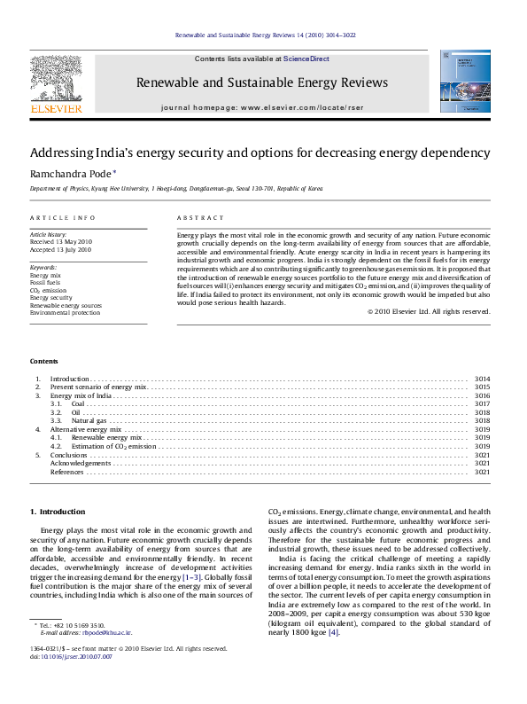 (PDF) Addressing India's energy security and options for decreasing ...