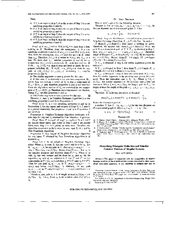 Pdf Hessenberg Triangular Reduction And Transfer Function Matrices Of Singular Systems 1958