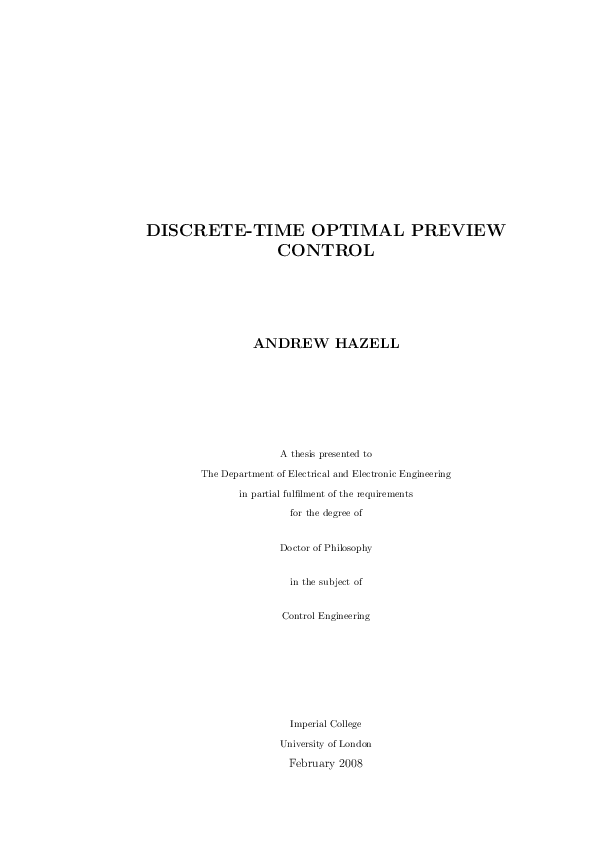 (PDF) Discrete-time optimal preview control