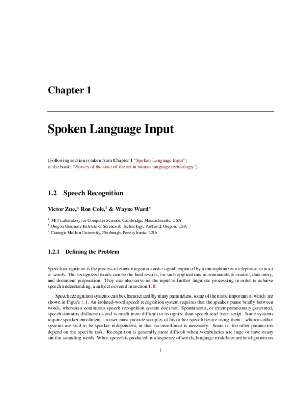 (PDF) Spoken Language Input
