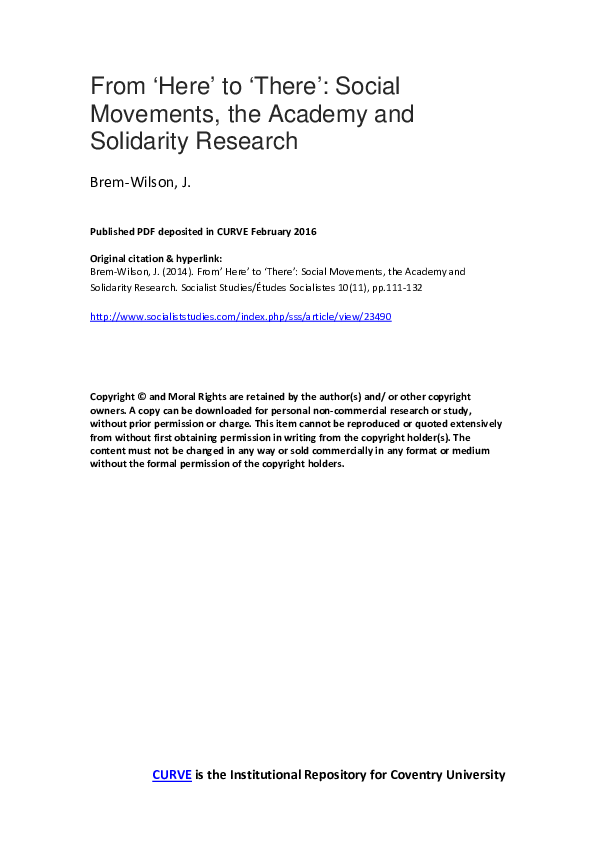 (PDF) From ‘Here’ to ‘There’: Social Movements, the Academy and ...
