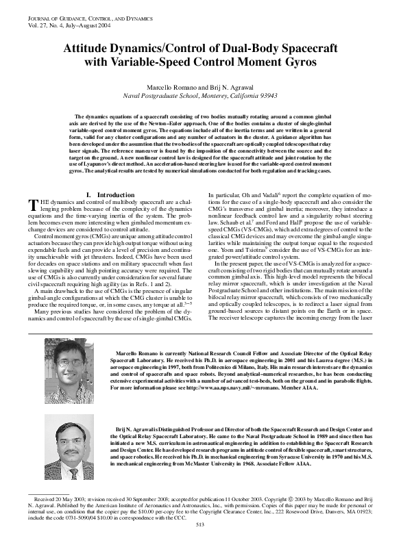 Pdf Spacecraft Line Of Sight Maneuver Control Using Skew Arrayed Two