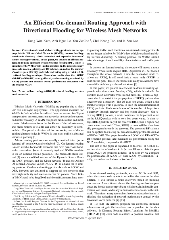 Pdf An Efficient On Demand Routing Approach With Directional Flooding