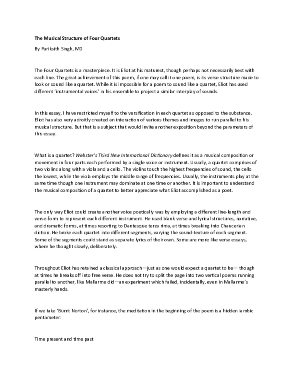 (DOC) The Musical Structure of Four Quartets