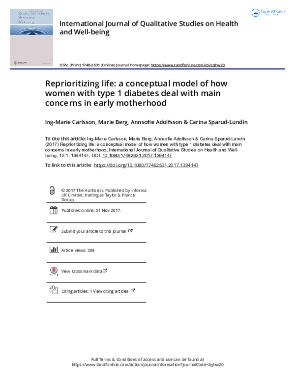 (PDF) Reprioritizing life: a conceptual model of how women with type 1 ...