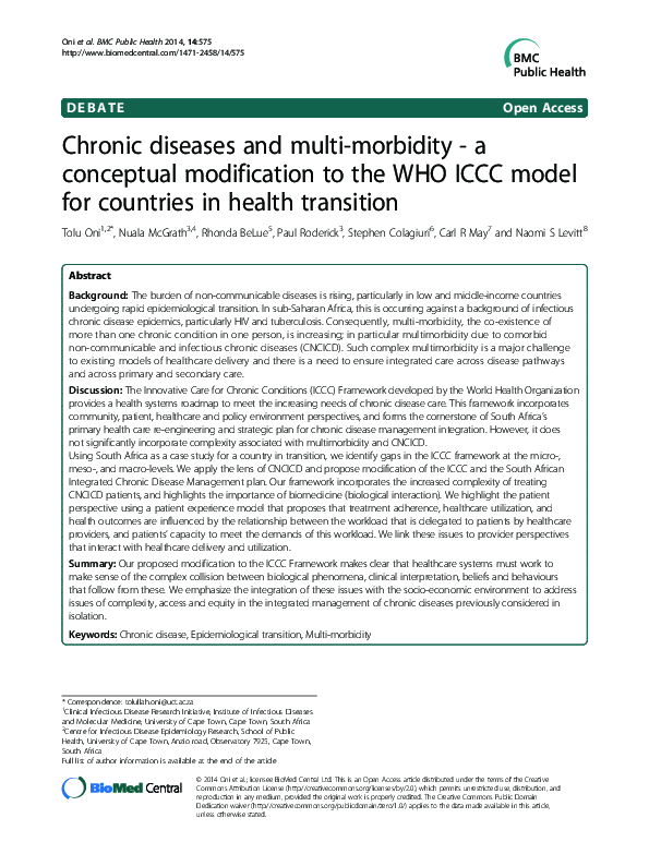 (PDF) Chronic diseases and multi-morbidity - a conceptual modification ...