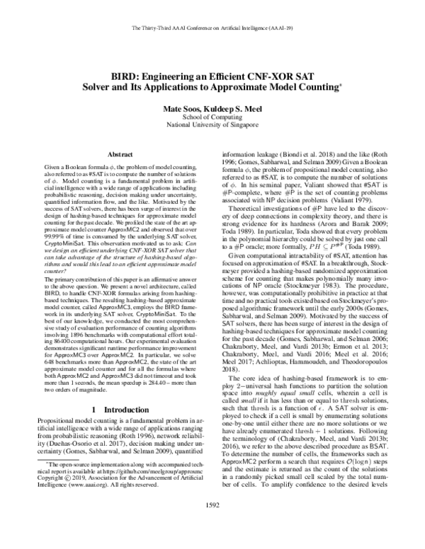 (PDF) BIRD: Engineering an Efficient CNF-XOR SAT Solver and Its Applications to Approximate ...