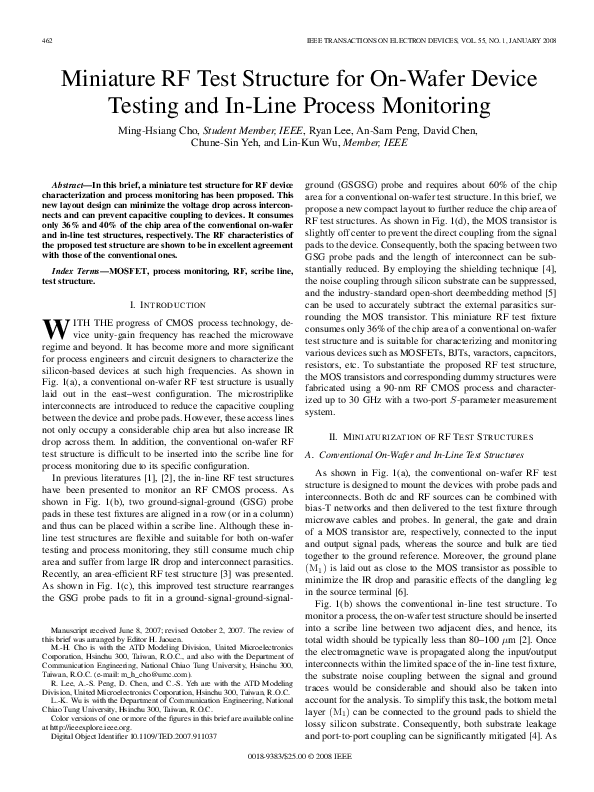 (PDF) Miniature RF Test Structure for On-Wafer Device Testing and In ...