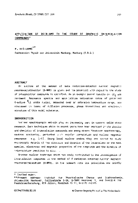 (PDF) Application of beta-NMR to the study of graphite intercalation ...