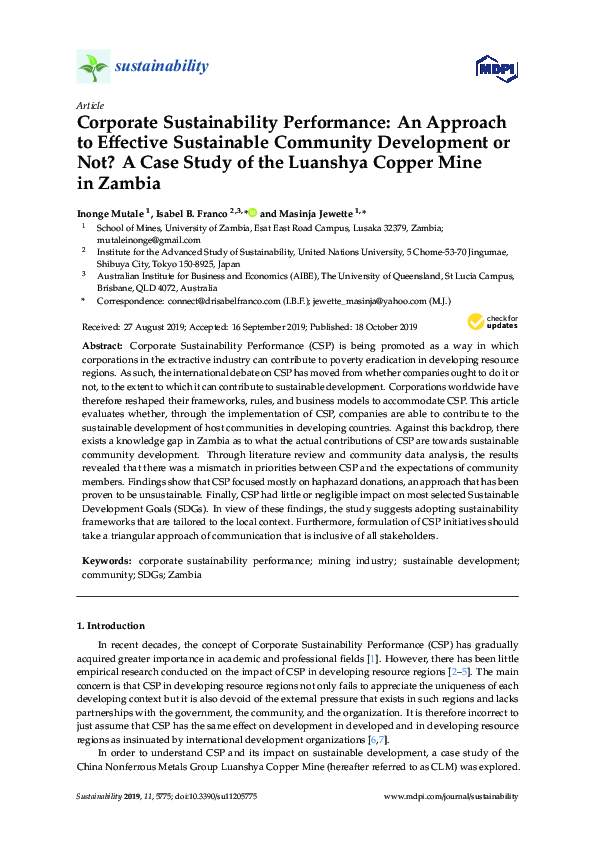 (PDF) Corporate Sustainability Performance: An Approach to Effective ...