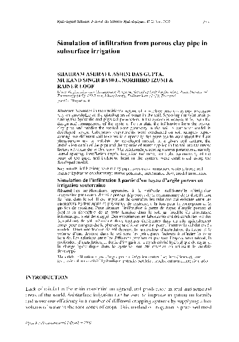 (PDF) Simulation of infiltration from porous clay pipe in subsurface ...