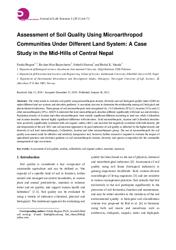 (PDF) Assessment of Soil Quality Using Microarthropod Communities Under ...