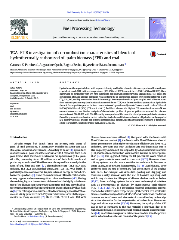 (PDF) TGA–FTIR investigation of co-combustion characteristics of blends ...
