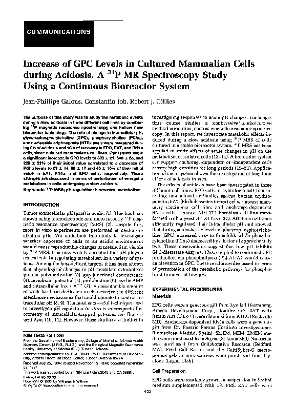 (PDF) Increase of GPC Levels in Cultured Mammalian Cells during ...