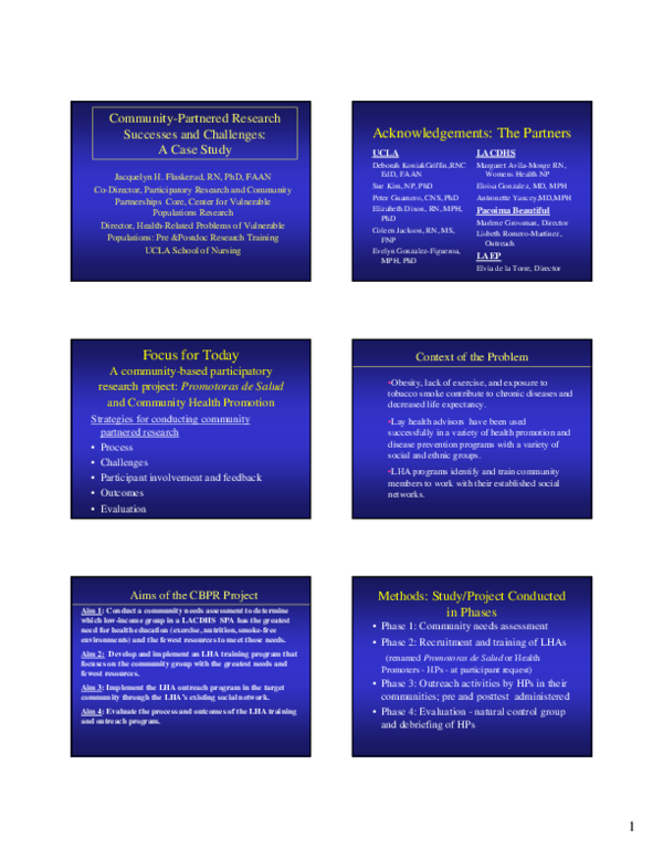 (PDF) Community-Partnered Research Successes and Challenges: A Case Study