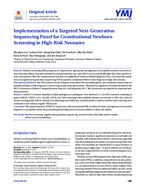 (PDF) Implementation of a Targeted Next-Generation Sequencing Panel for ...