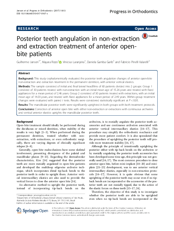 (PDF) Posterior teeth angulation in non-extraction and extraction ...
