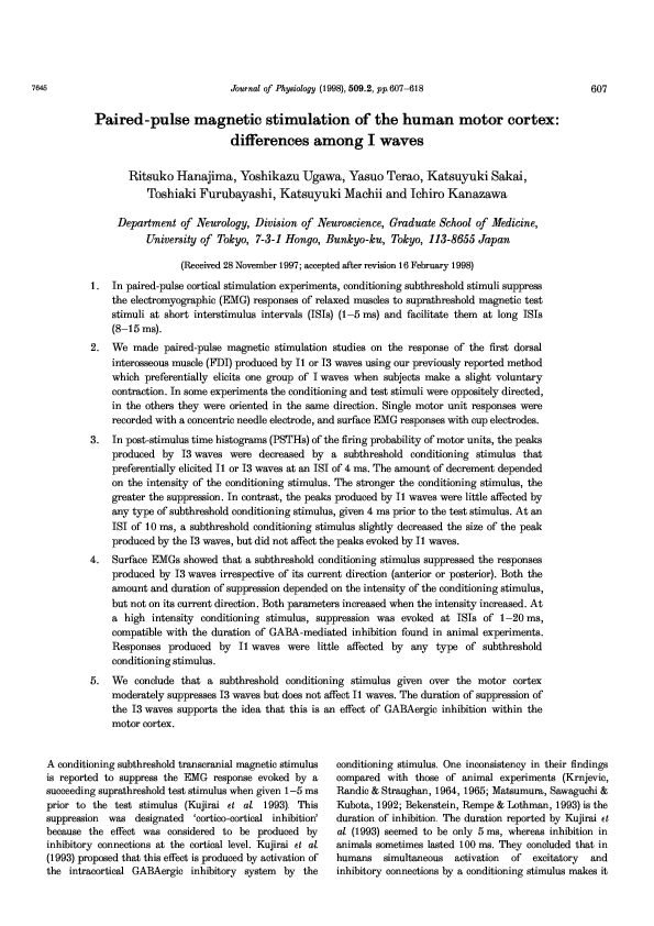 (PDF) Paired-pulse magnetic stimulation of the human motor cortex ...