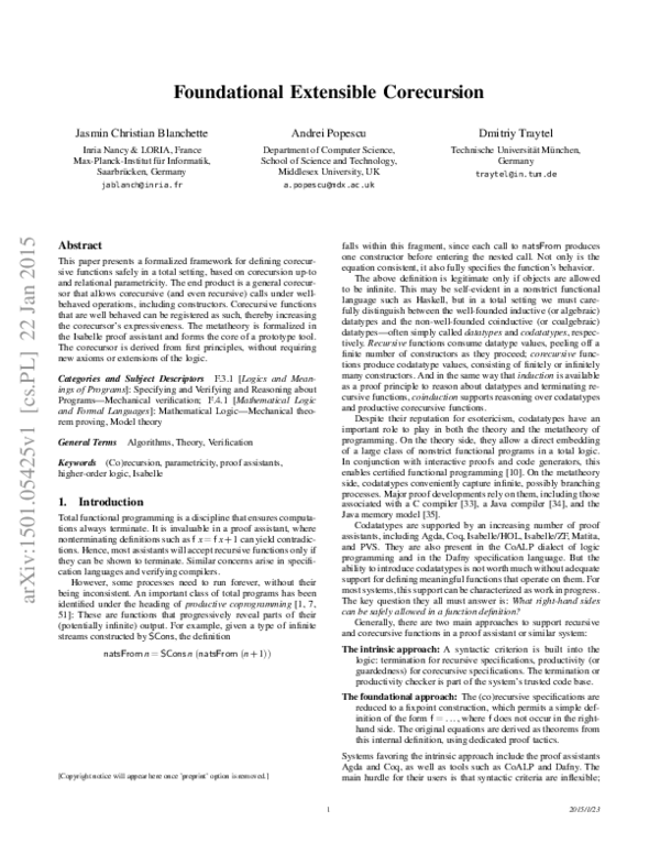(PDF) Foundational Extensible Corecursion | Andrei Popescu - Academia.edu