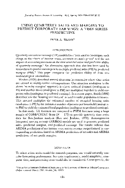 (PDF) Using Quarterly Sales and Margins to Predict Corporate Earnings ...