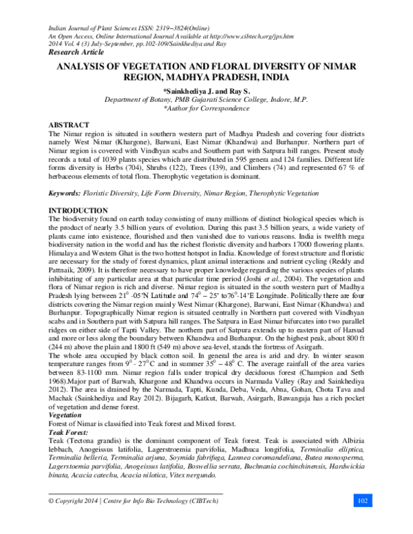 (PDF) Analysis of Vegetation and Floral Diversity of Nimar Region ...