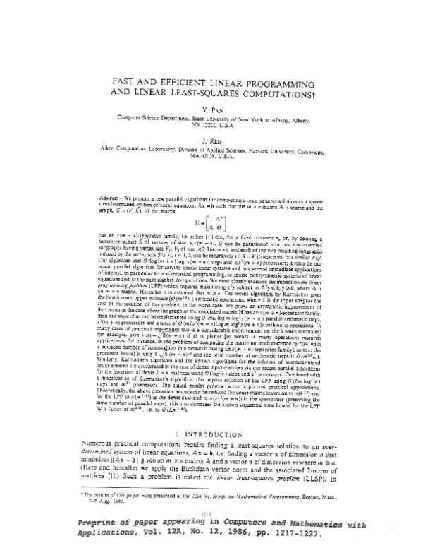 (PDF) Fast and efficient linear programming and linear least-squares ...