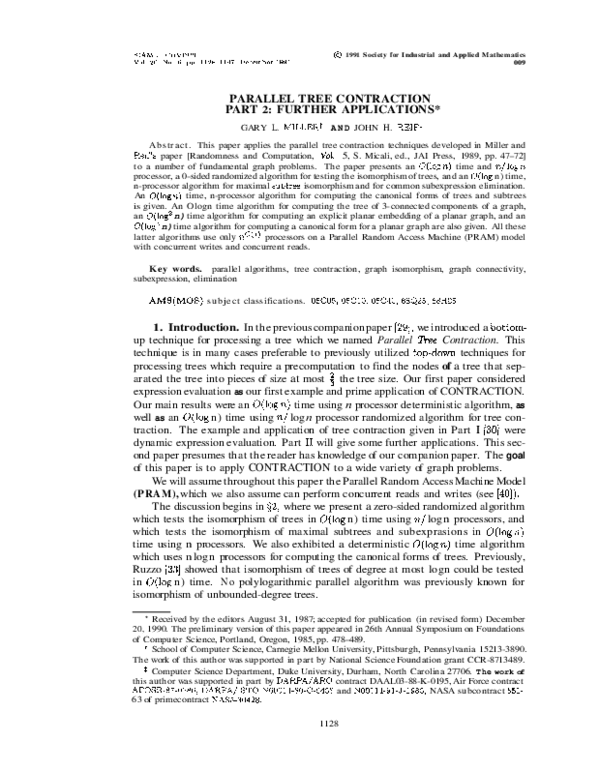 (PDF) Parallel Tree Contraction Part 2: Further Applications
