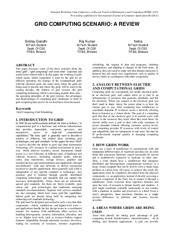(PDF) Grid Computing Scenario: A Review