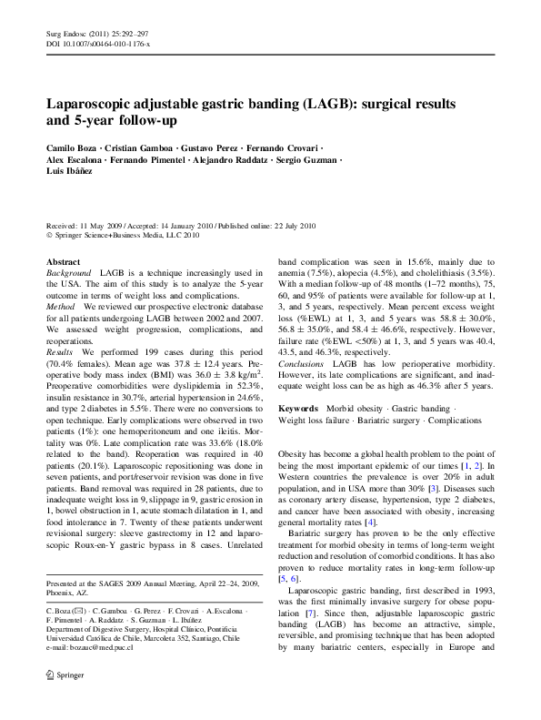 (PDF) Laparoscopic adjustable gastric banding (LAGB): surgical results ...