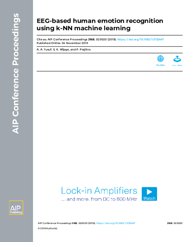 (PDF) EEG-based human emotion recognition using k-NN machine learning