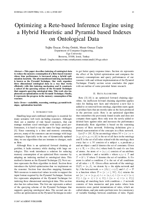 (PDF) Optimizing a Rete-based Inference Engine using a Hybrid Heuristic ... (PDF) Optimizing a Rete-based Inference Engine using a Hybrid Heuristic ...