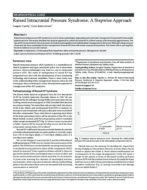 (PDF) Raised Intracranial Pressure Syndrome: A Stepwise Approach