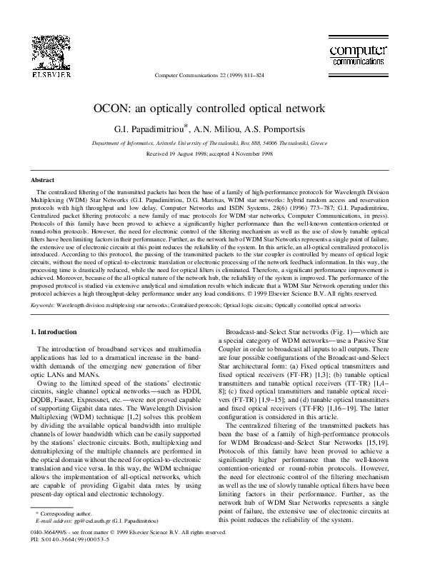 (PDF) OCON: an optically controlled optical network