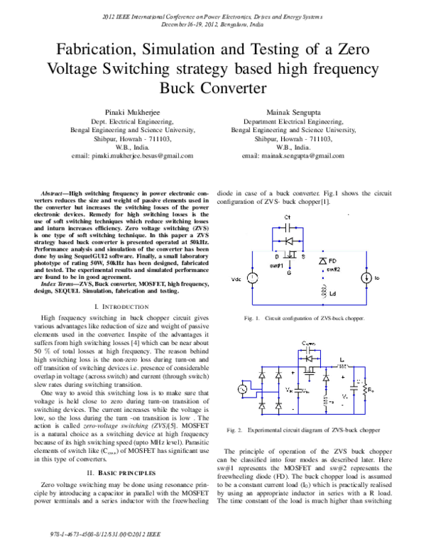 Pdf Fabrication Simulation And Testing Of A Zero Voltage Switching Strategy Based High