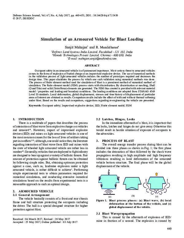 (PDF) Simulation of an Armoured Vehicle for Blast Loading