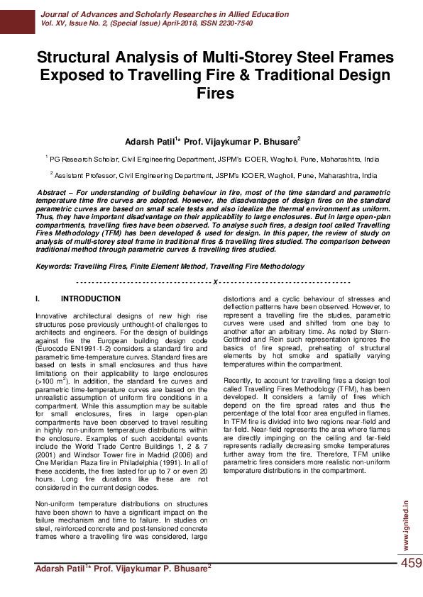 (PDF) Structural Analysis of Multi-Storey Steel Frames Exposed to ...