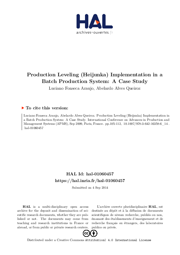 (PDF) Production leveling (Heijunka) implementation in a batch ...