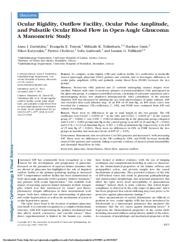 (PDF) Ocular Rigidity, Outflow Facility, Ocular Pulse Amplitude, and ...