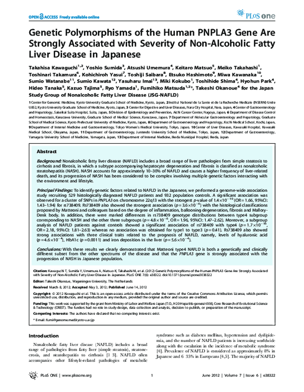 (PDF) Genetic Polymorphisms of the Human PNPLA3 Gene Are Strongly ...