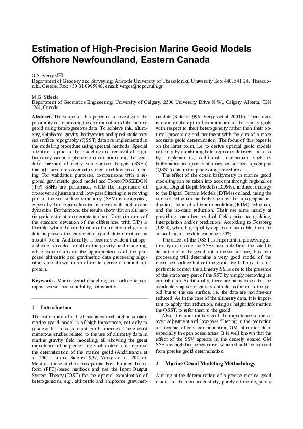 (PDF) Estimation of high-precision marine geoid models offshore ...