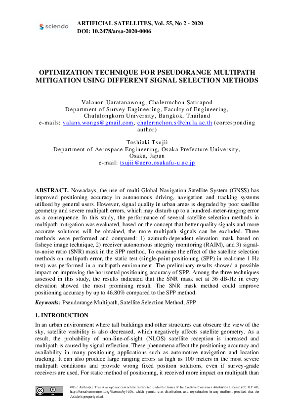 (PDF) Optimization Technique for Pseudorange Multipath Mitigation Using Different Signal ...